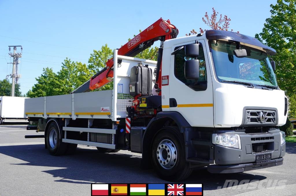 Renault C280 DTI 8 / FASSI crane 5.6 T / range 8 m / Flatb, 2020 ...