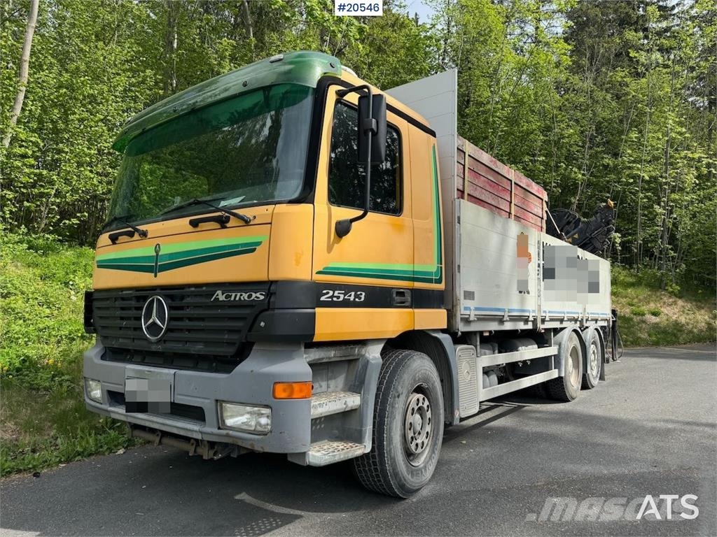 Mercedes-Benz Actros 2543 flatbed truck w/ rear mounted Hiab 14 , 2002 ...