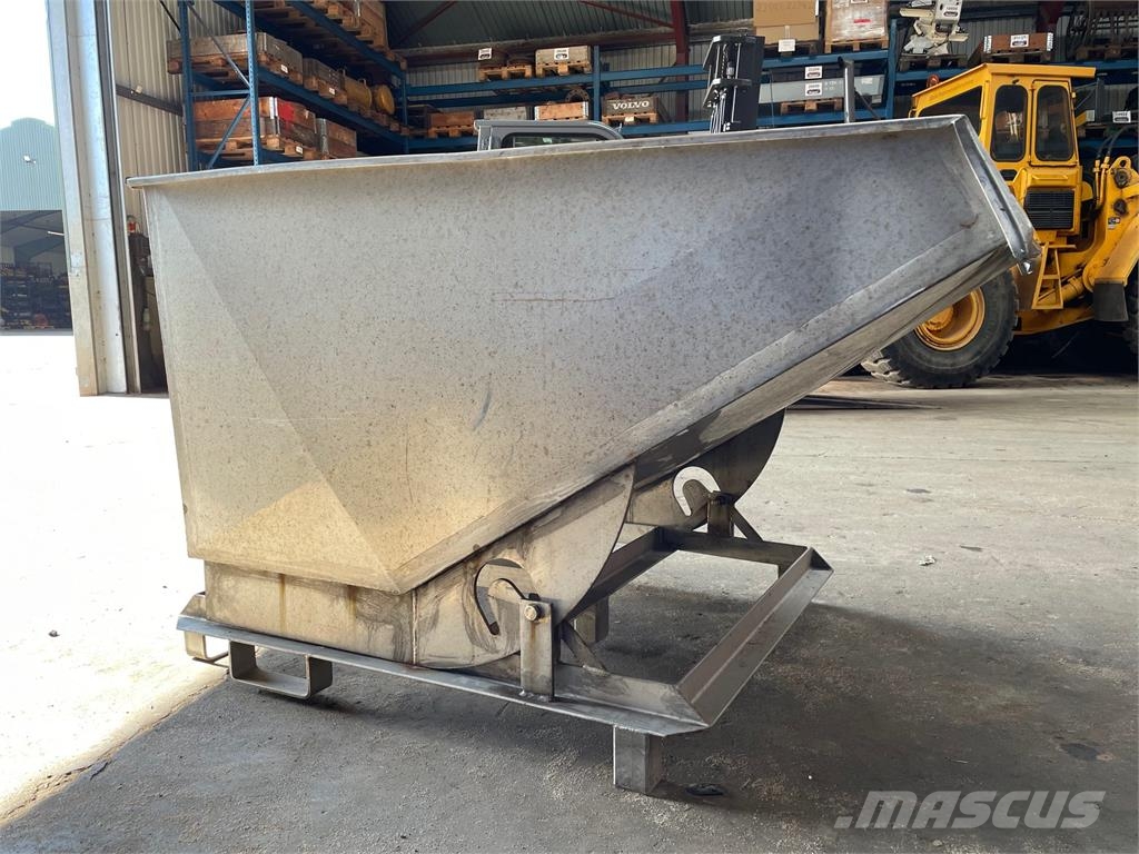 Tipcontainer, rustfri med gaffellommer