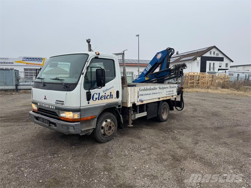 Mitsubishi Canter FE649 - Flatbed truck + crane, 2000, Budapest ...