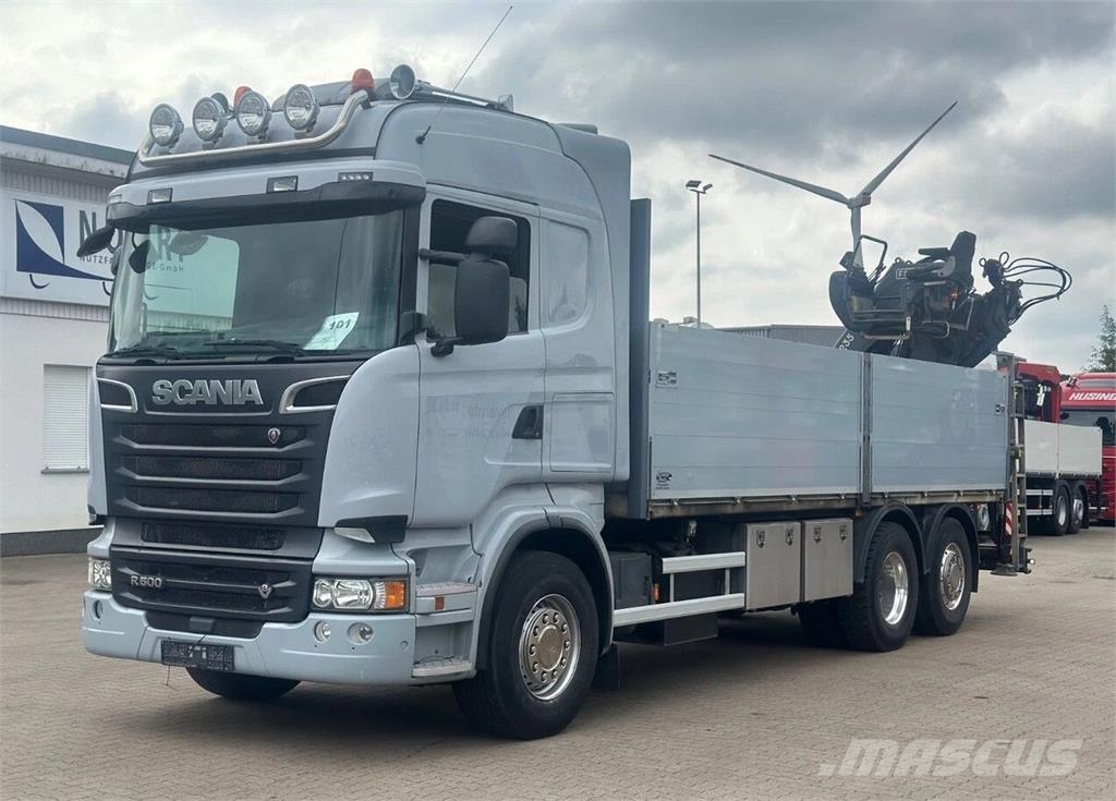 Scania R500 V8 6x2 Flatbed + Crane Fassi 235, 2014, Budapest, Hungary ...